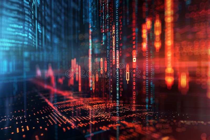 Abstract Digital Data Visualization with Red and Blue Colors Stock ...