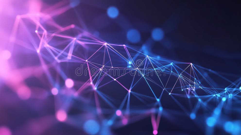 Abstract Digital Visualization of Futuristic Network with Glowing ...