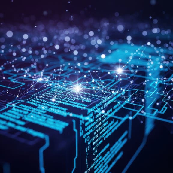 Abstract Digital Network Connections Futuristic Technology Data Flow Glowing Blue Lines ...