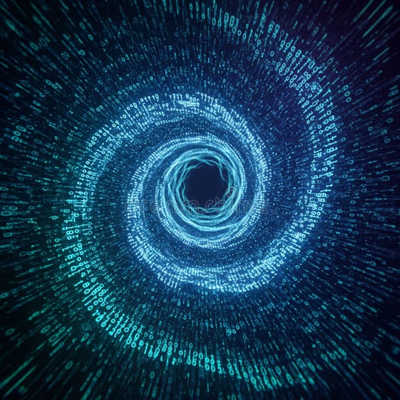 An Abstract Digital Vortex Composed of Binary Code, Featuring Numbers ...