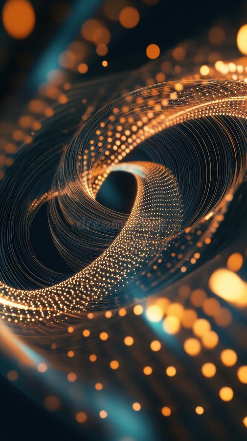 Abstract Digital Vortex with Glowing Orange and Blue Light Trails ...