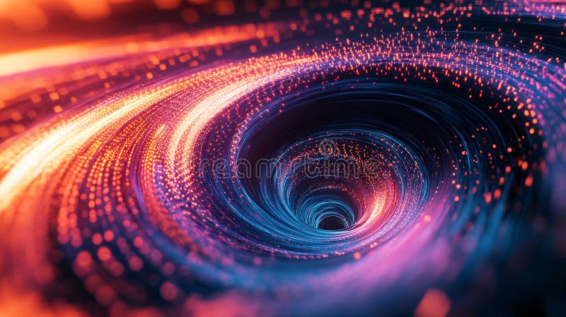 Abstract Digital Vortex with Glowing Particles Stock Illustration ...