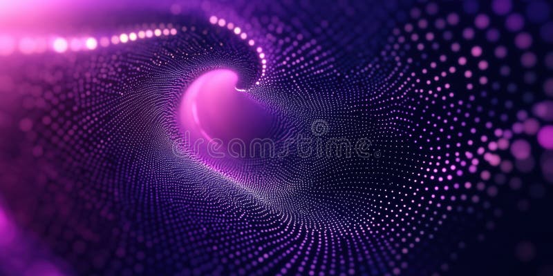 Abstract Digital Vortex with Glowing Purple Dots and Swirling Patterns ...