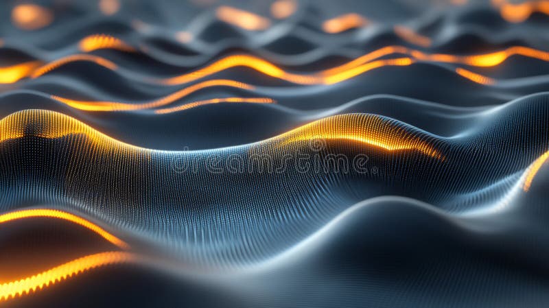 Abstract Digital Wave Background with Glowing Particles Stock Illustration - Illustration of ...