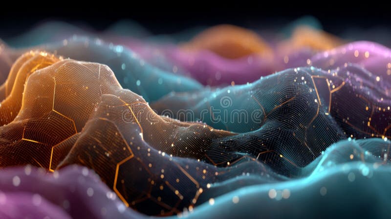 Abstract Digital Wave Background with Glowing Particles Stock Illustration - Illustration of ...