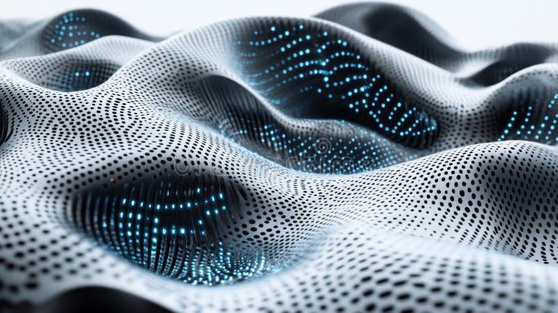 Abstract Digital Wave Background with Illuminated Particles Stock ...