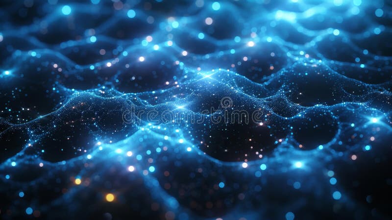 Abstract Digital Wave Background with Sparkling Particles - Generative AI Stock Illustration ...
