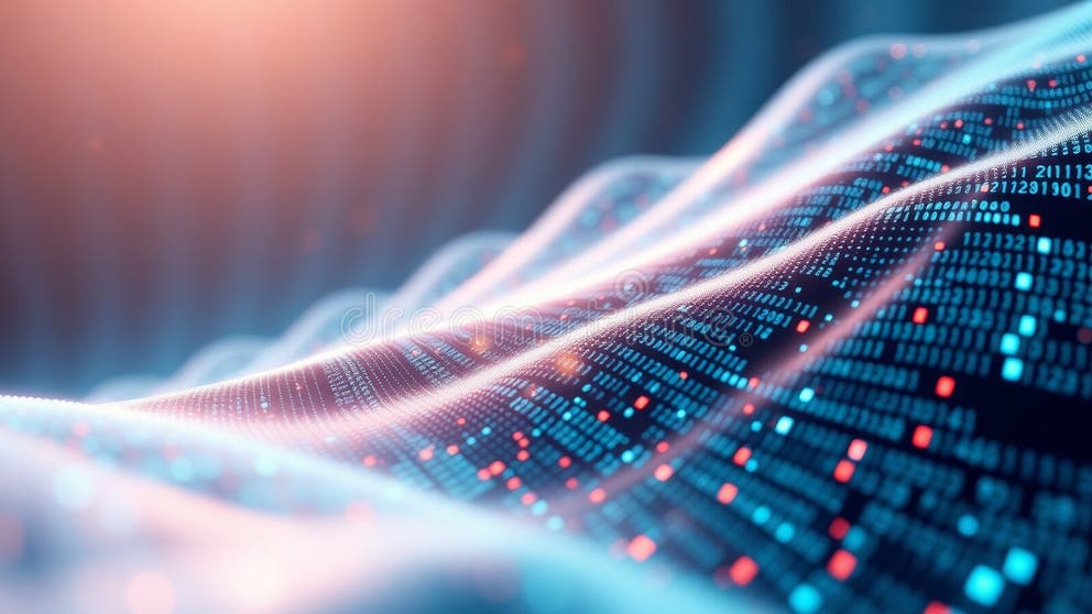 Abstract Digital Wave with Binary Code Stock Illustration ...