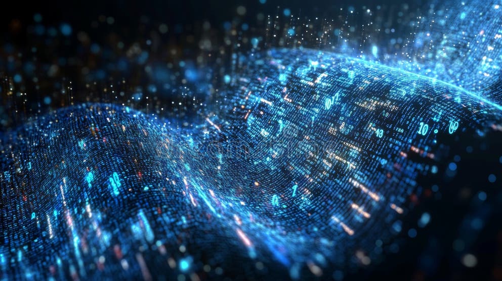 Abstract Digital Wave with Binary Code Stock Illustration - Illustration of intelligence ...