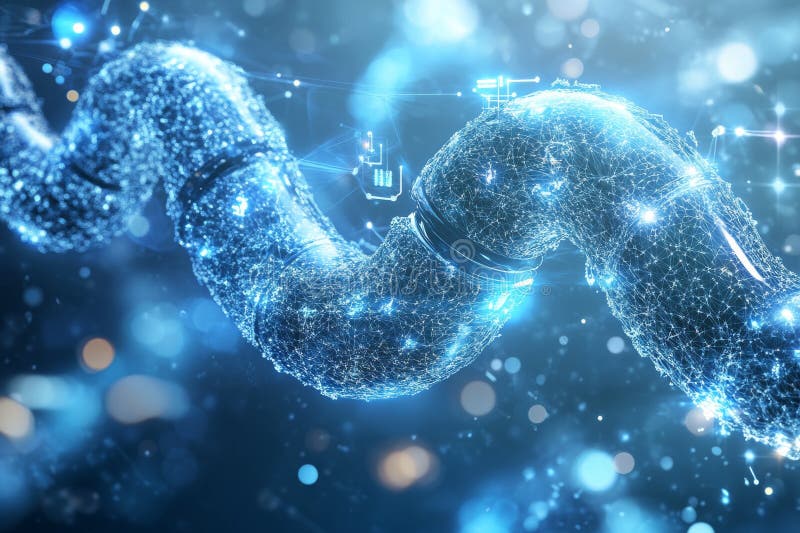 Abstract Digital Wave of Blue Light Particles Representing Dynamic Data ...