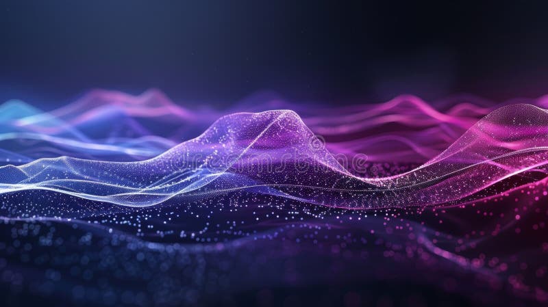 Abstract Digital Wave with Colorful Light Effects and Particle Overlay ...