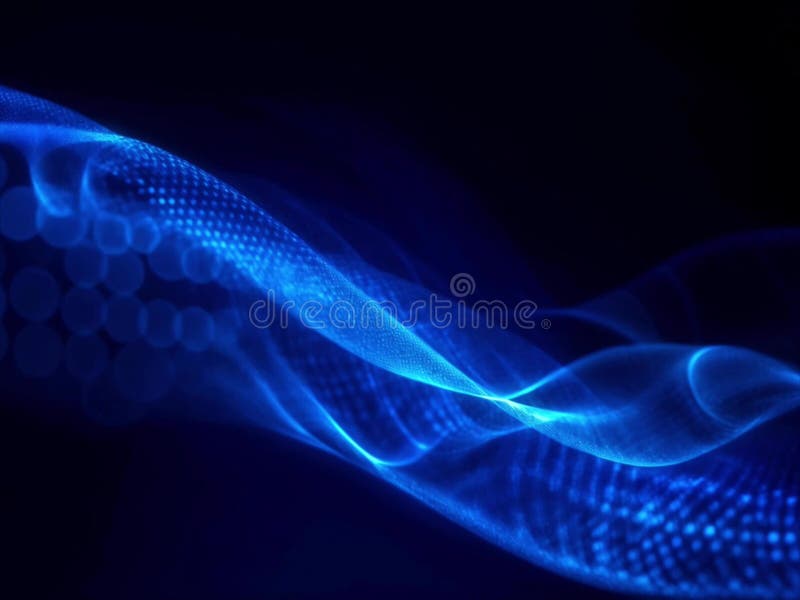 Abstract Digital Wave Composed of Glowing Blue Dots and Lines ...