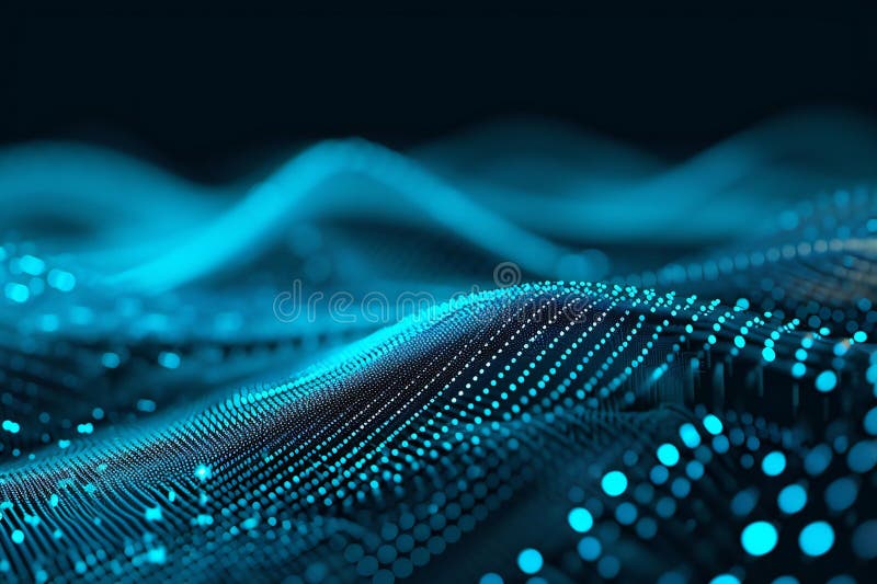 Abstract Digital Wave with Depth of Field and Bokeh Effect Stock Illustration - Illustration of ...