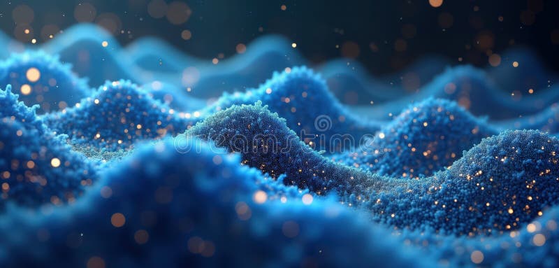 Abstract Digital Wave Design. Blue Liquid Molecules Intertwine in ...