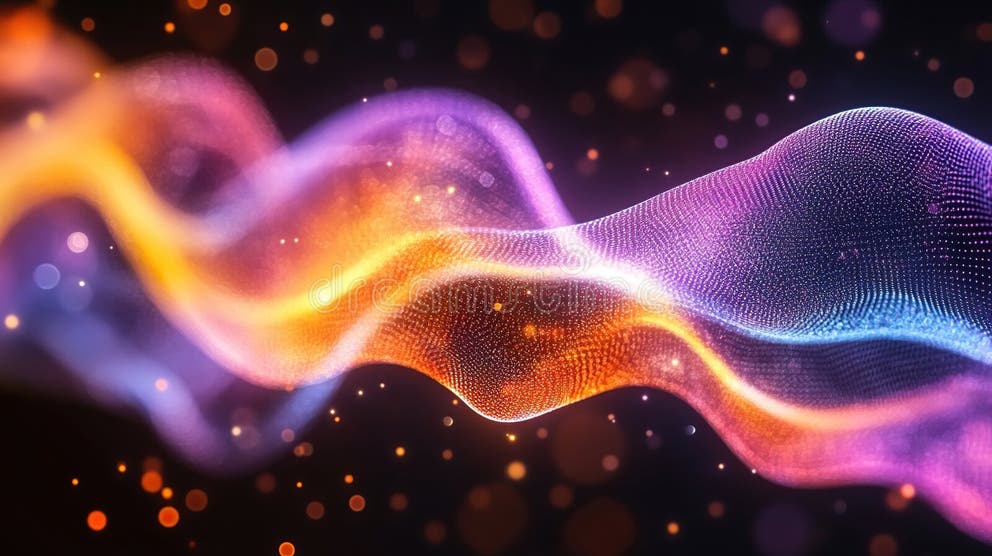 Abstract Digital Wave Design with Particles, Bokeh Background Stock ...