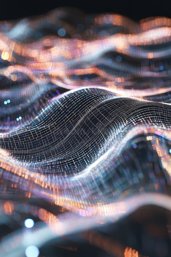 Abstract Digital Wave Form with Blue and Orange Lights in Background ...