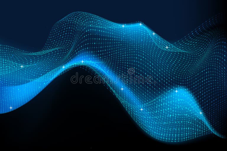 Abstract Digital Wave Formed by a Network of Interconnected Dots and ...