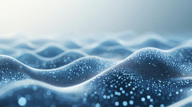 Abstract Digital Wave with Glittering Particles in a Futuristic Blue ...