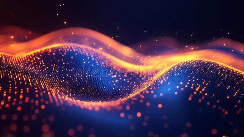 Abstract Digital Wave of Glowing Particles Stock Illustration ...