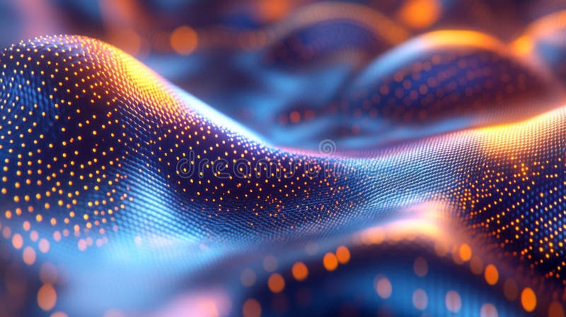 Abstract Digital Wave with Glowing Particles and Blue Orange Gradient ...