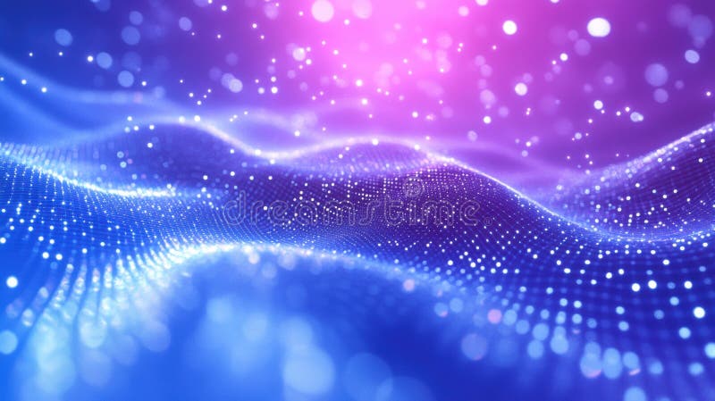 Abstract Digital Wave of Glowing Particles in Royal Blue and Magenta ...