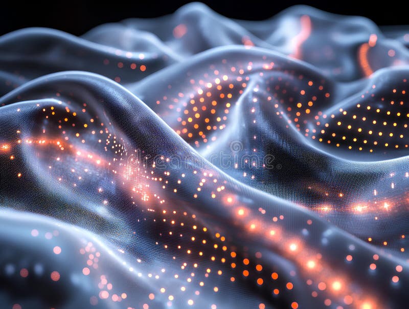 Abstract Digital Wave of Glowing Particles, Shimmering in Shades of ...