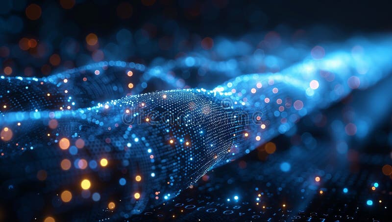 Blue Quantum Light Data Wave Illustration Stock Image - Image of grid ...