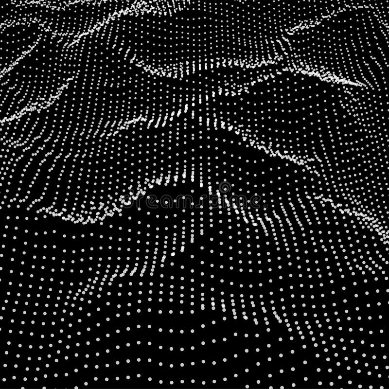 Abstract Digital Wave Grid Consist of Particles . Stock Vector ...