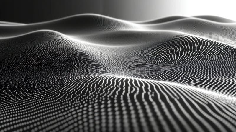 Abstract Digital Wave Landscape with Light Source Stock Illustration ...