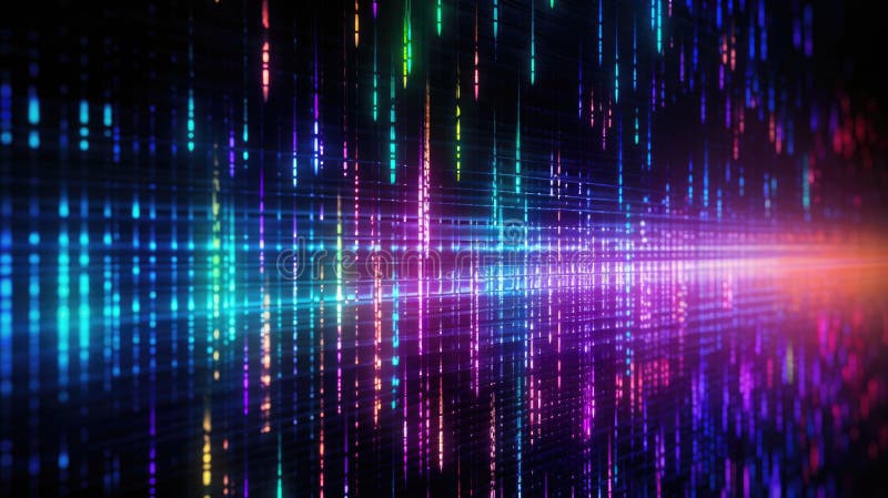Abstract Digital Wave with Multicolored Lights. Data Visualization ...
