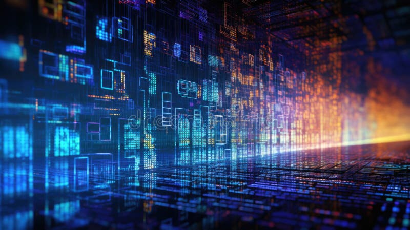 Abstract Digital Wave with Multicolored Lights. Data Visualization ...