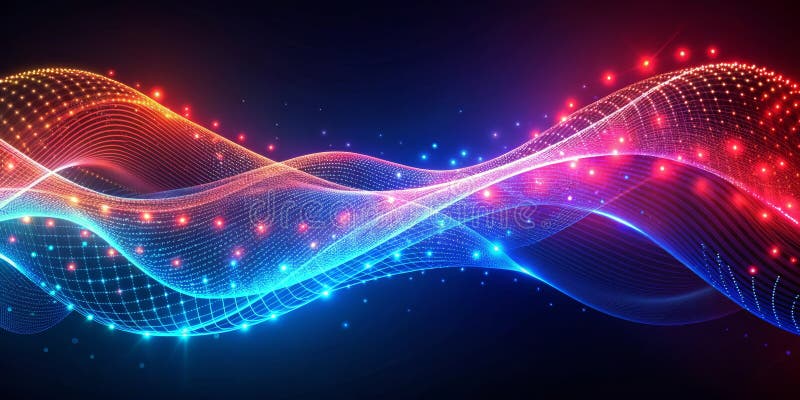 Abstract Digital Wave with Neon Lights, Abstract, Digital Art, Neon ...