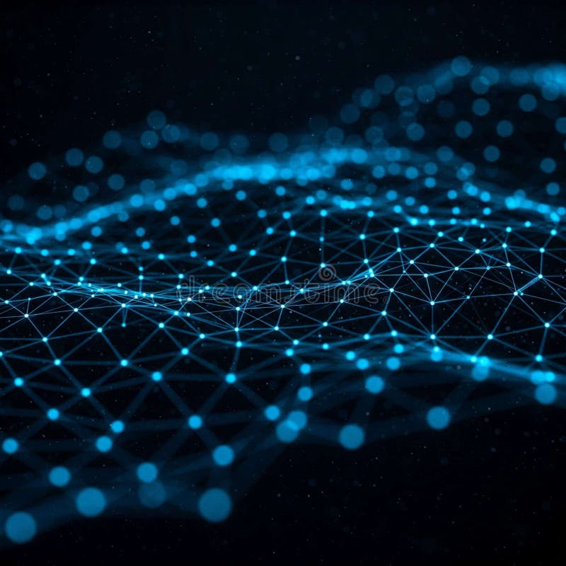 Abstract Digital Wave Network with Glowing Blue Dots Stock Photo ...