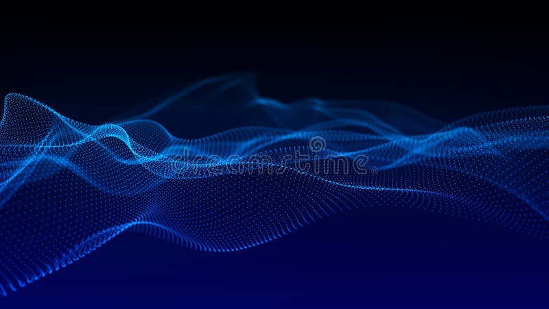 Abstract Digital Wave of Particles. Big Data Visualization. 3d ...