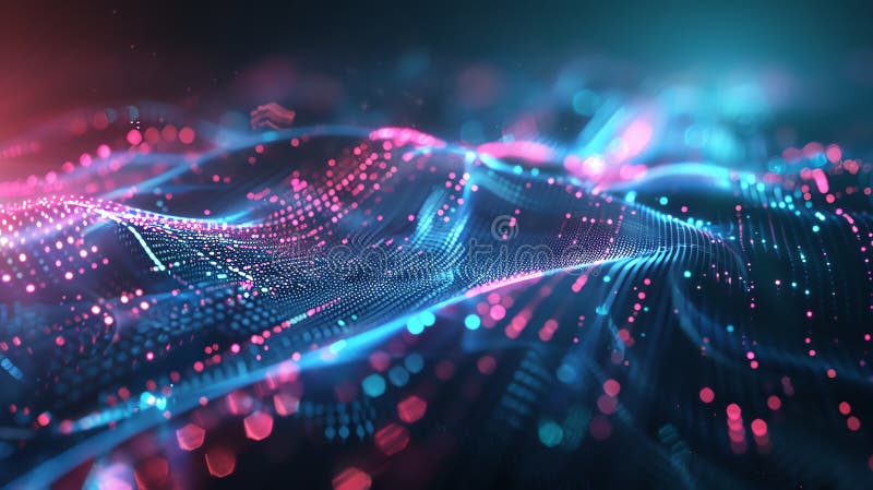 Abstract Digital Wave Particles. Cyber or Technology Background Stock ...