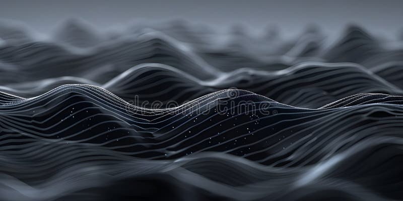 Abstract Digital Wave Pattern on Black Background, Dynamic Black ...