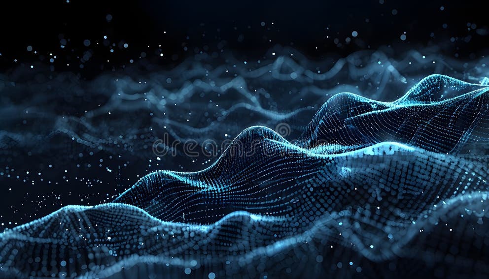 Abstract Digital Wave Pattern in Blue and Black, Modern Technology ...