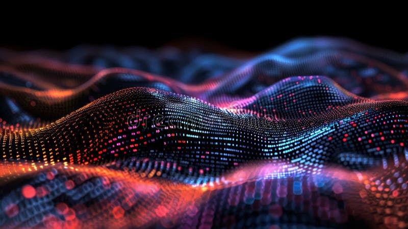 Abstract Digital Wave Pattern with Glowing Dots, Generative AI Stock Photo - Image of media ...