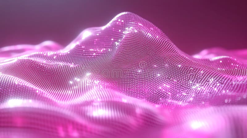 Abstract Digital Wave Pattern with Glowing Illuminated Pink Particles ...