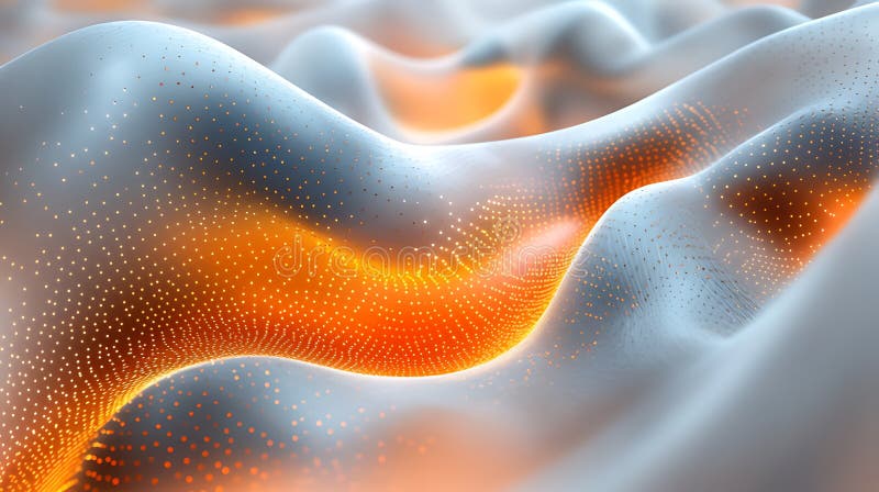 Abstract Digital Wave Pattern with Glowing Orange and White Dots Stock ...