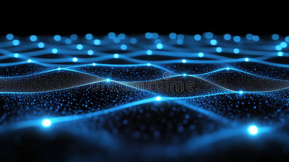 Abstract Digital Wave Pattern with Glowing Particles Stock Illustration ...
