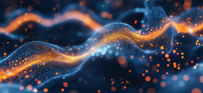 Abstract Digital Wave Pattern with Glowing Particles and Vibrant Colors ...