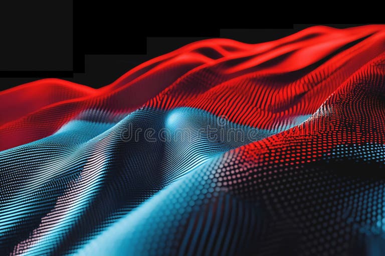 Abstract Digital Wave Pattern with Red and Blue Colors, Featuring a ...