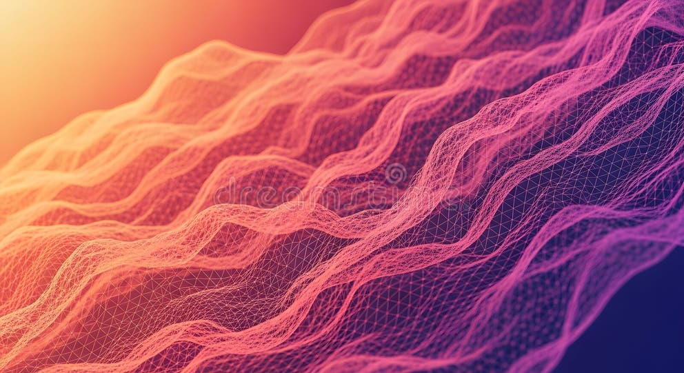 Abstract Digital Wave Pattern in Vibrant Orange Pink and Purple Colors ...