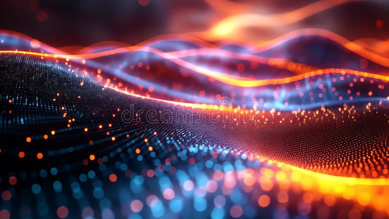 Abstract Digital Wave Patterns with Glowing Particles, Futuristic ... Abstract Digital Wave Patterns with Glowing Particles, Futuristic ...