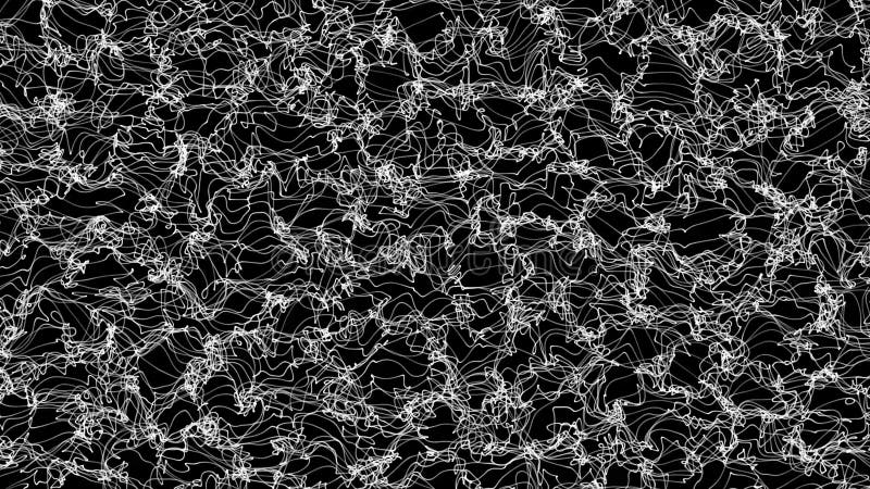 Abstract Digital Wave. White Threads and Knots on the Black Background ...