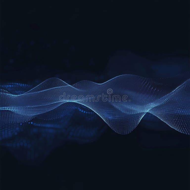 Abstract Digital Waveform with Blue Light on Dark Background Stock ...
