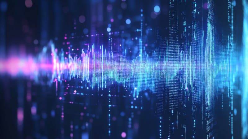 Abstract Digital Waveform: Blue Purple Glowing Energy Stream Stock ...