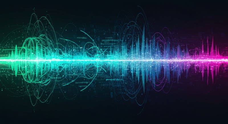 Abstract Digital Waveform with Blue To Pink Gradient on a Dark ...