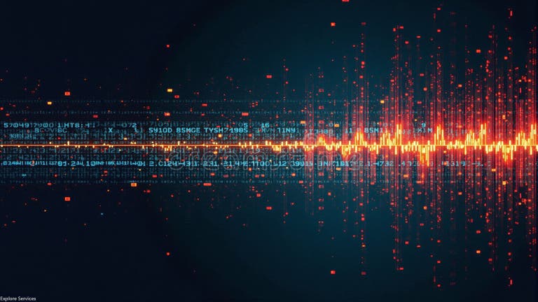 Abstract Digital Waveform with Code Fragments Stock Illustration ...